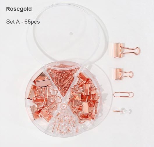 Rose Gold Paper Clip Push Pin Office Stationery Set / Thumbtacks ...