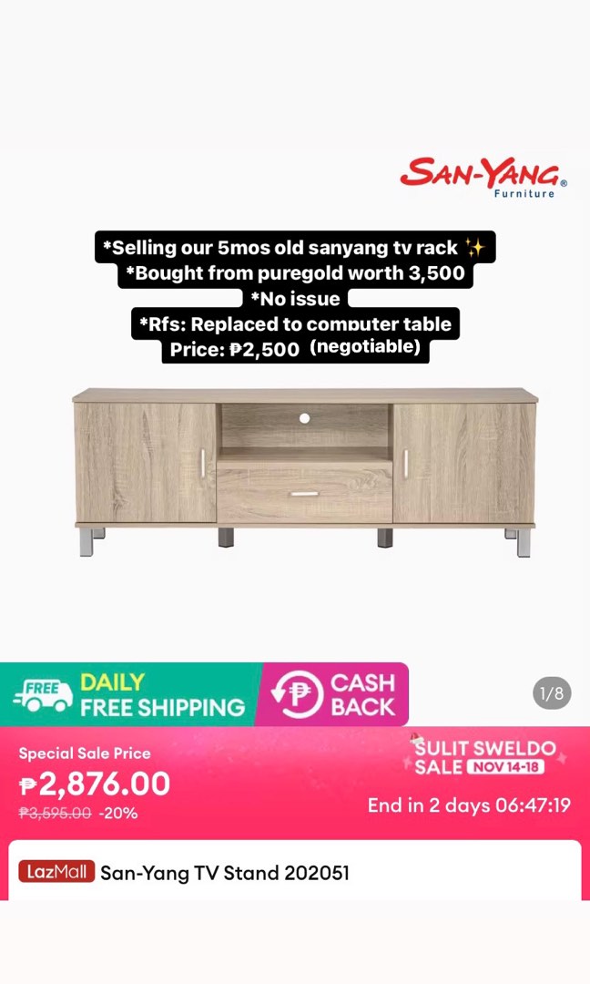 San yang tv rack, Furniture & Home Living, Furniture, Shelves, Cabinets ...