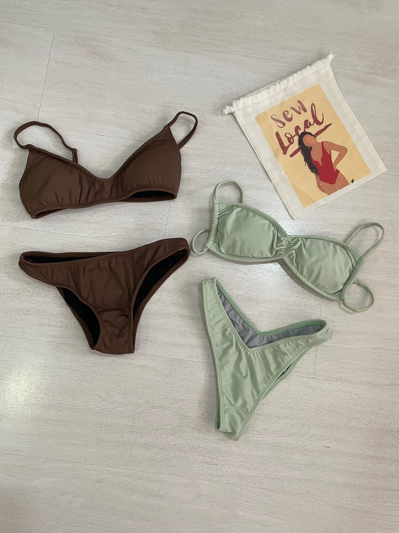 Set of 2 Sew Local Bikini Swimsuits with FREE Pouch, Women's Fashion ...