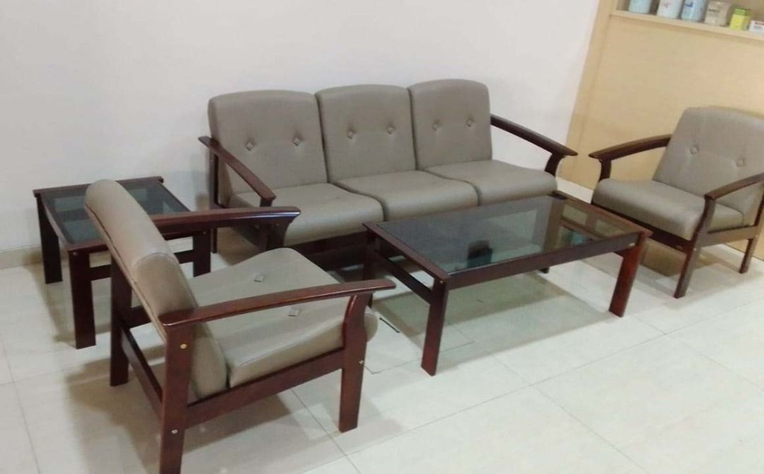 Sofa kayu asli Aprilia set Sofa Ligna sofa minimalis Kursi tamu kayu ...