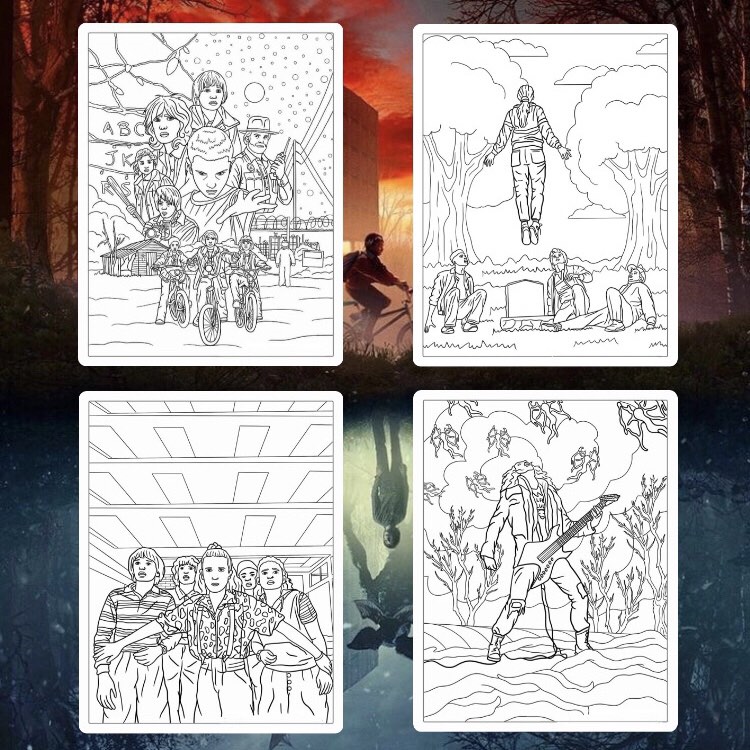 stranger things colouring pages (printable), Hobbies & Toys, Stationery ...