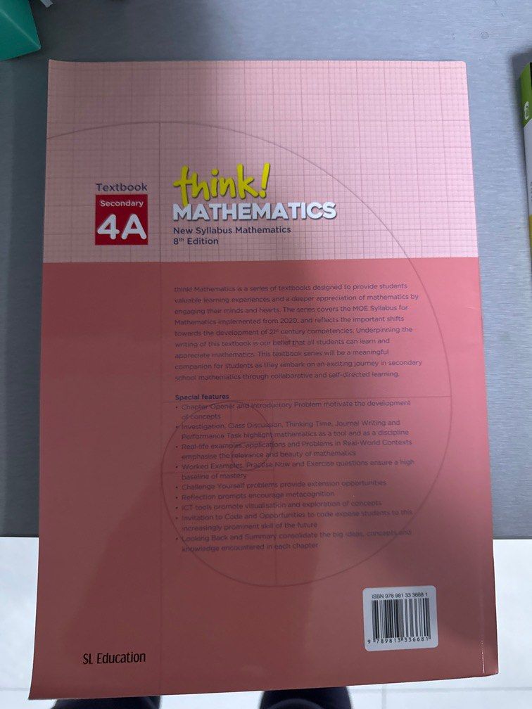 Think!Mathematics Sec 4A (8th edition), Hobbies & Toys, Books & Magazines, Textbooks on Carousell