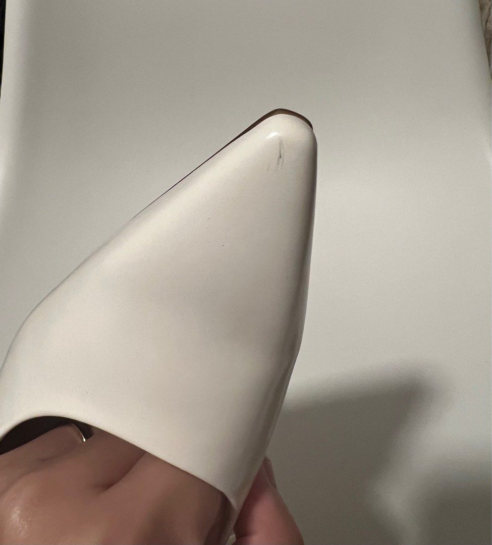 Trapeze Heel Slingback Pumps - White, Women's Fashion, Footwear, Heels ...