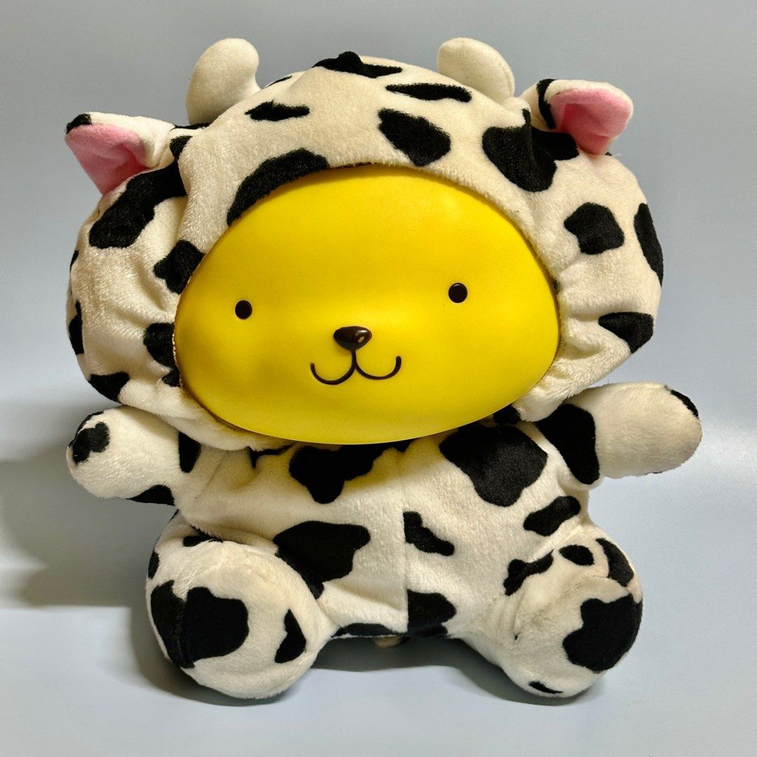 Vintage 1999 Sanrio Eikoh Pompompurin in a Cow Costume Coin Bank (arms & legs plush material ...