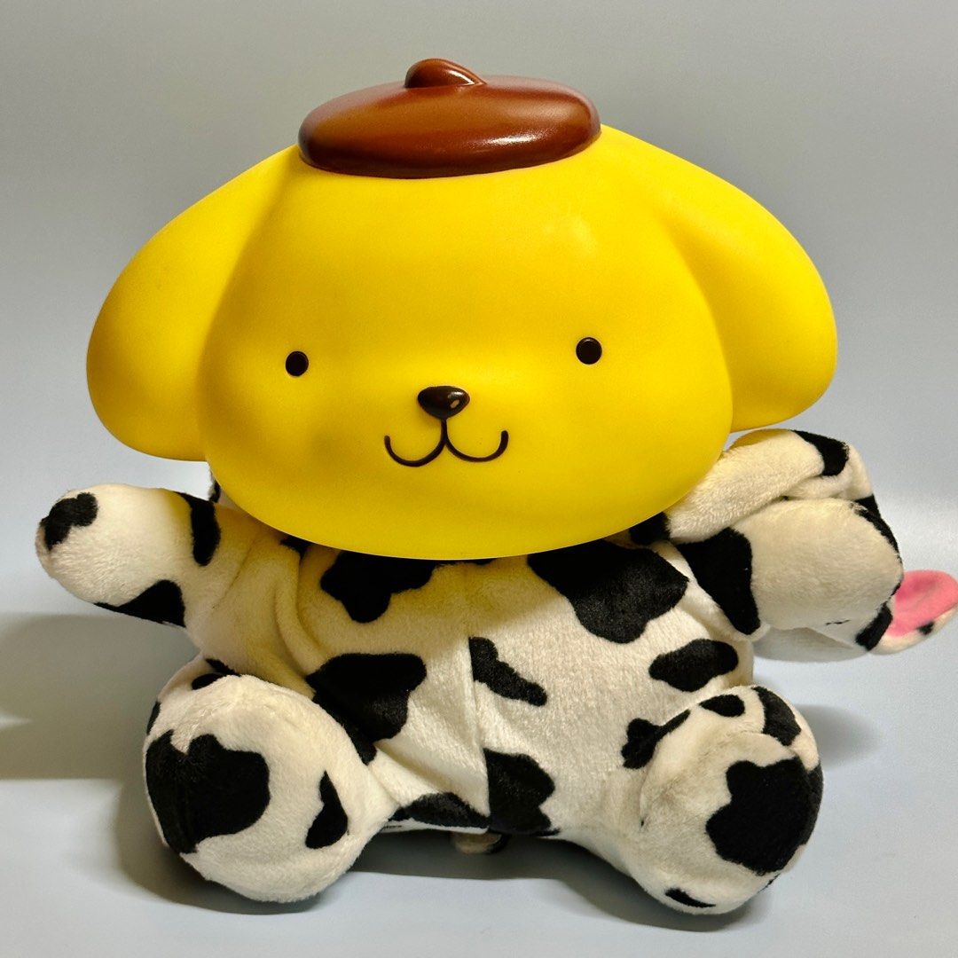 Vintage 1999 Sanrio Eikoh Pompompurin in a Cow Costume Coin Bank (arms & legs plush material ...