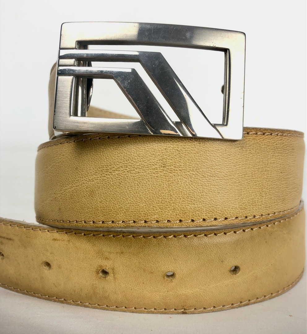 Vintage Franco Masotti Cream Colored Genuine Leather Belt with a ...