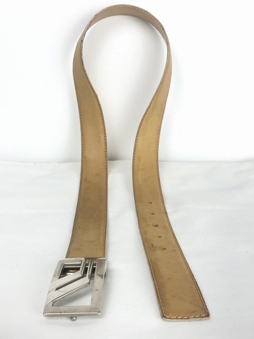 Vintage Franco Masotti Cream Colored Genuine Leather Belt with a ...