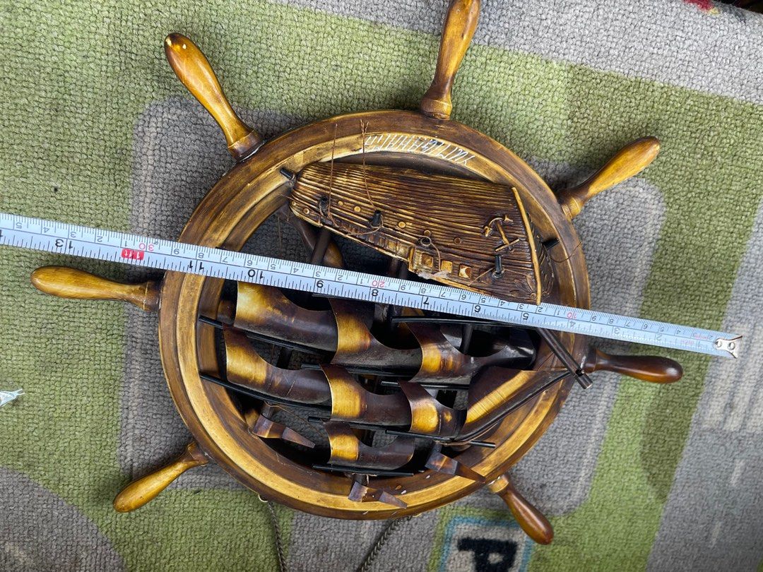Vintage Ship Sailor wheel Galleon ship display from Japan with markings ...