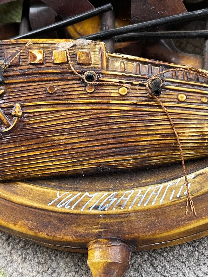 Vintage Ship Sailor wheel Galleon ship display from Japan with markings ...