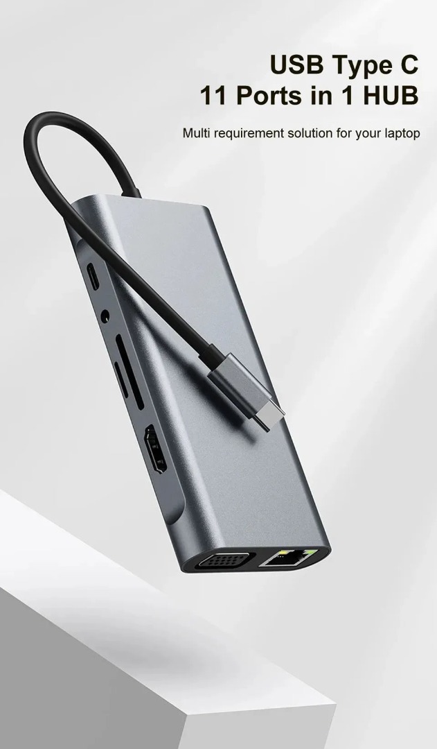 11-in-1 Type-c USB 3.0 Hub Multi-Port Laptop Docking Station Type C to ...