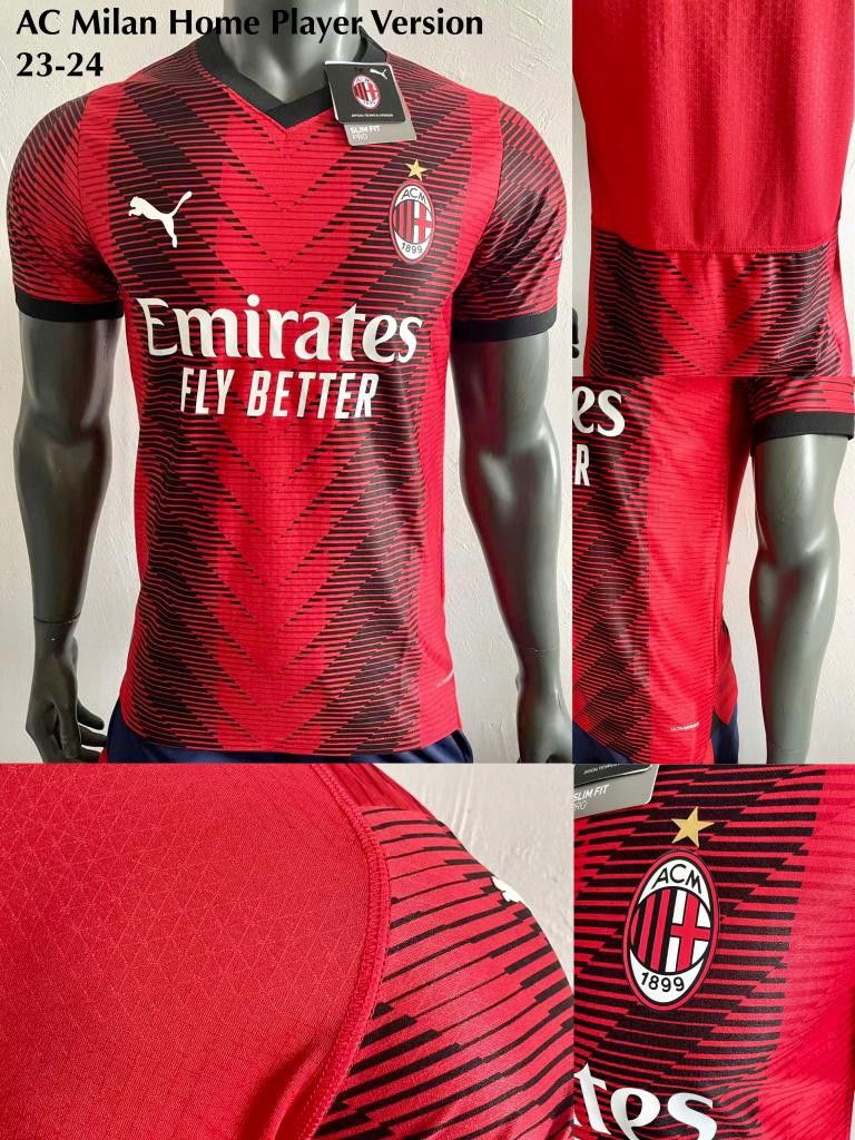 Ac Milan home player version custom name and number 23/24 jersey, Men's ...