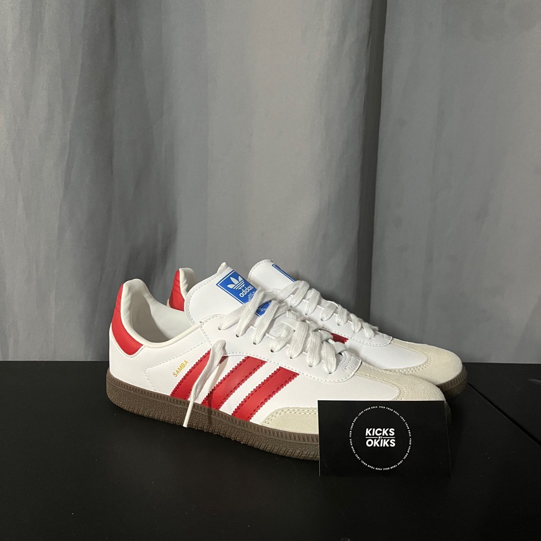Adidas Samba White/Red, Men's Fashion, Footwear, Sneakers on Carousell