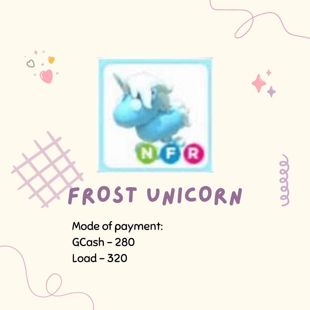 ADOPT ME NFR FROST UNICORN (NEON FLY RIDE), Video Gaming, Video Games ...