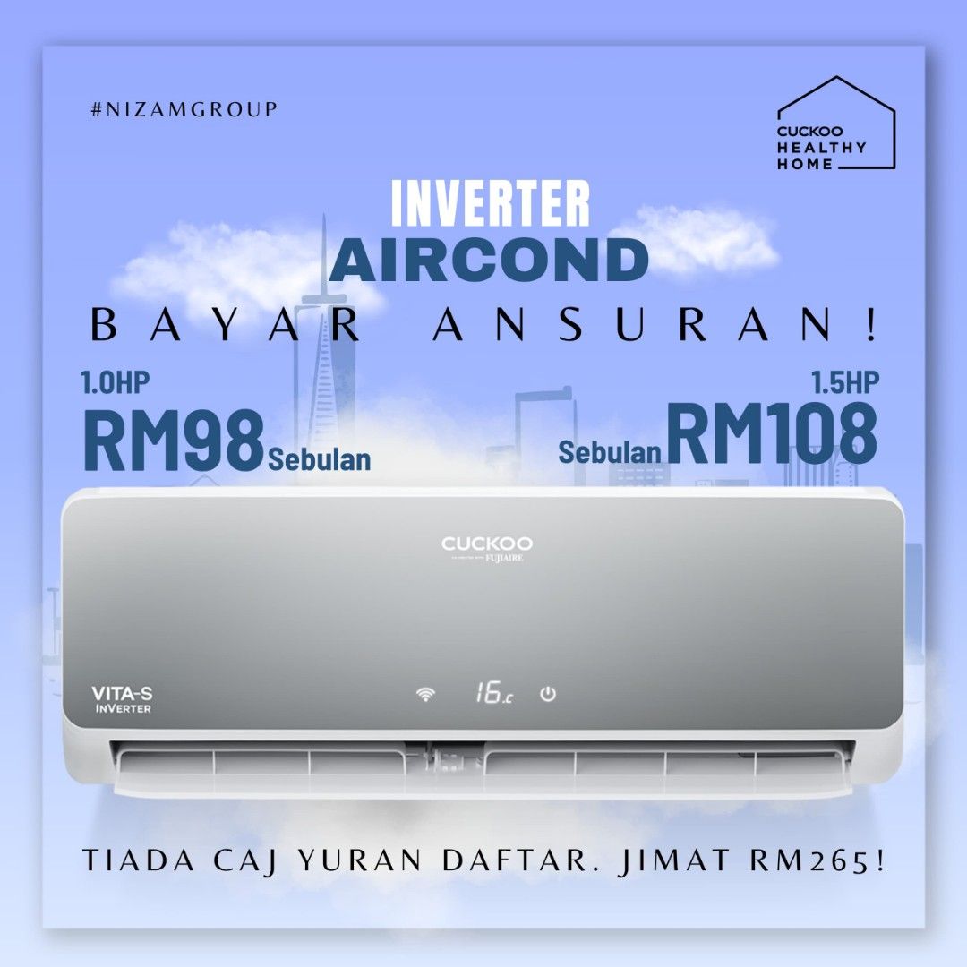 AIRCOND CUCKOO BAYAR ANSURAN RM98 SAHAJA, PERCUMA PEMASANGAN, TV & Home ...