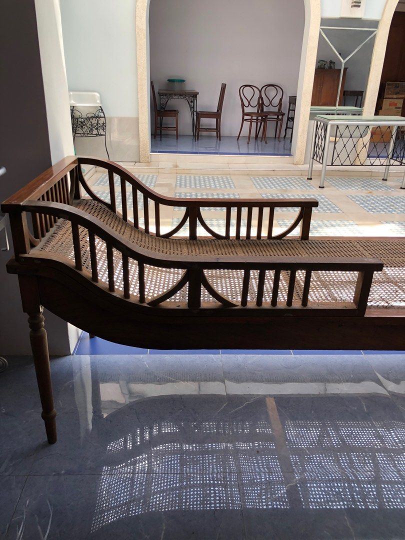 Antique Narra Solihiya Divan Rattan Siesta Bed Daybed, Furniture & Home ...