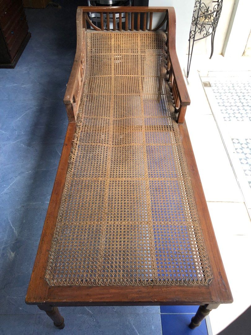 Antique Narra Solihiya Divan Rattan Siesta Bed Daybed, Furniture & Home ...