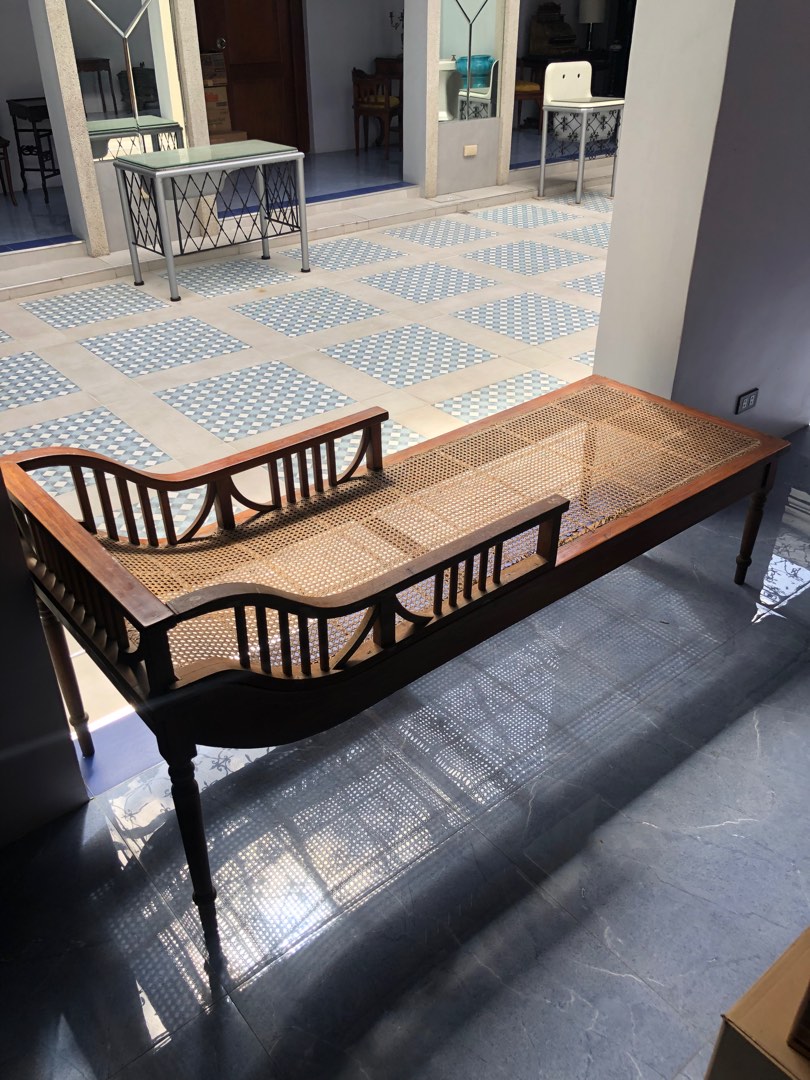 Antique Narra Solihiya Divan Rattan Siesta Bed Daybed, Furniture & Home ...
