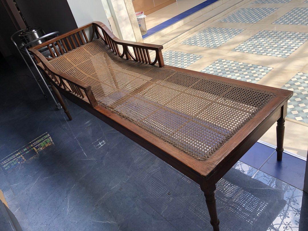 Antique Narra Solihiya Divan Rattan Siesta Bed Daybed, Furniture & Home ...