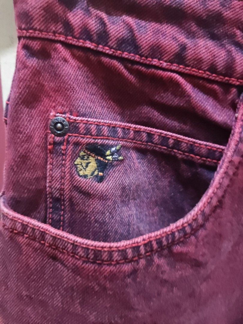 BILLY JEANS Red Acid Wash High Waisted Jeans, Women's Fashion, Bottoms ...