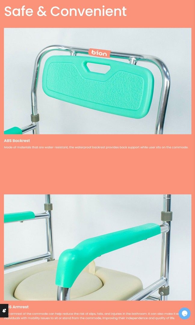 Bion commode chair without wheels, Health & Nutrition, Assistive ...