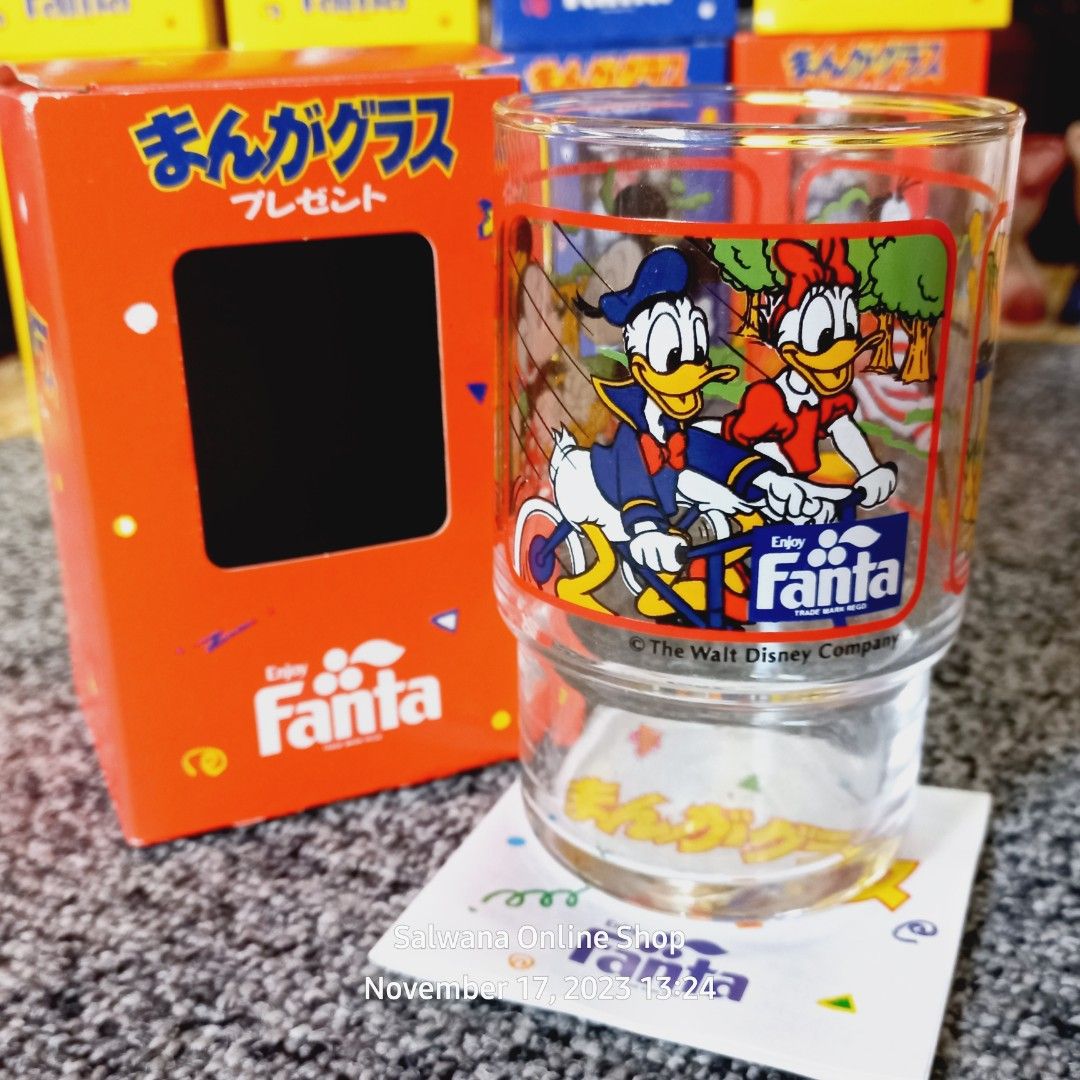 COLLECTIBLE DISNEY MICKEY AND FRIENDS DRINKING GLASS BY FANTA WITH BOX ...