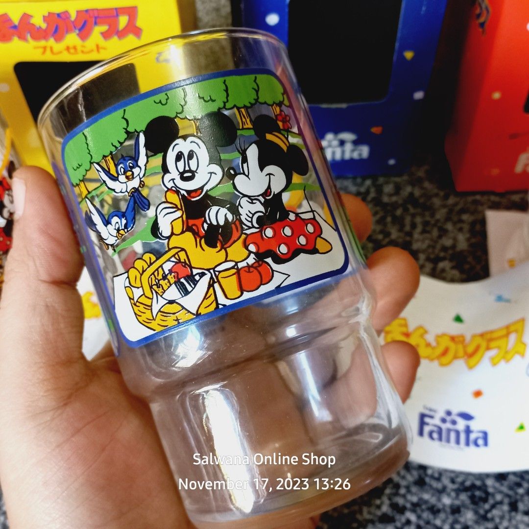 COLLECTIBLE DISNEY MICKEY AND FRIENDS DRINKING GLASS BY FANTA WITH BOX ...