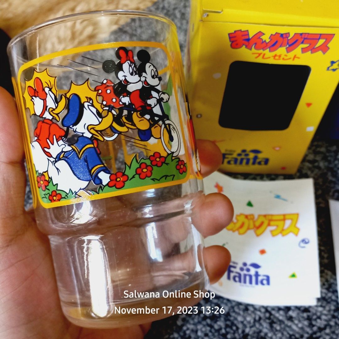 COLLECTIBLE DISNEY MICKEY AND FRIENDS DRINKING GLASS BY FANTA WITH BOX ...