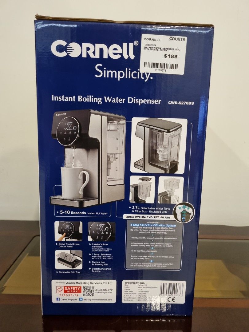 CORNELL Instant Boiling Water Dispenser, TV & Home Appliances, Kitchen ...