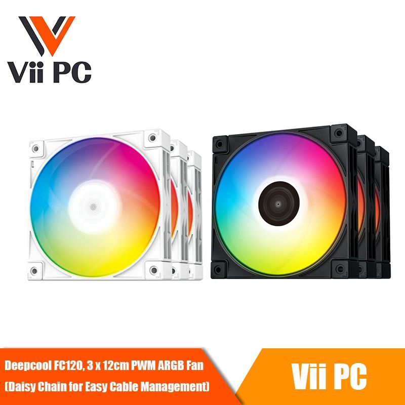 Deepcool FC120, 3 x 12cm PWM ARGB Fan (Daisy Chain for Easy Cable Management),, Computers & Tech ...
