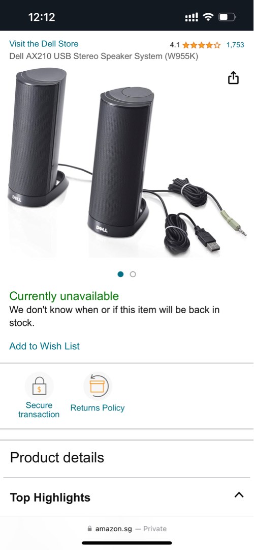 Dell ax210 speaker, Audio, Soundbars, Speakers & Amplifiers on Carousell