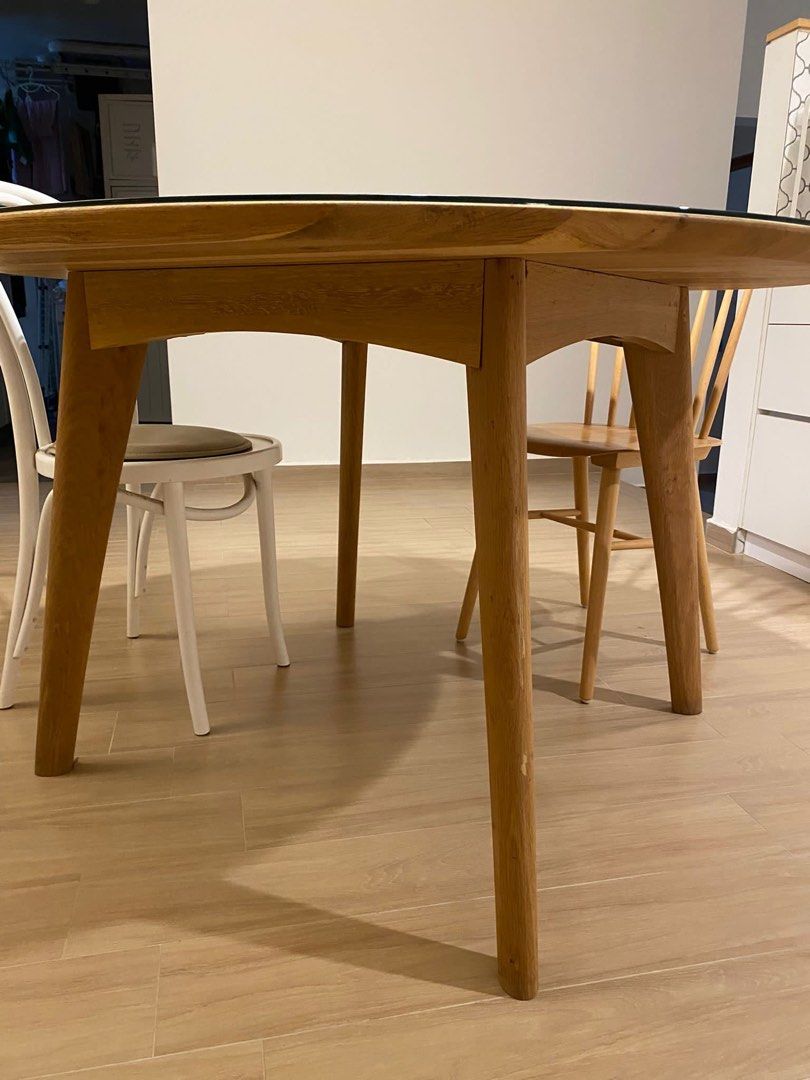 Ethnicraft Osso Oak Round Dining Table, Furniture & Home Living, Furniture, Tables & Sets on ...