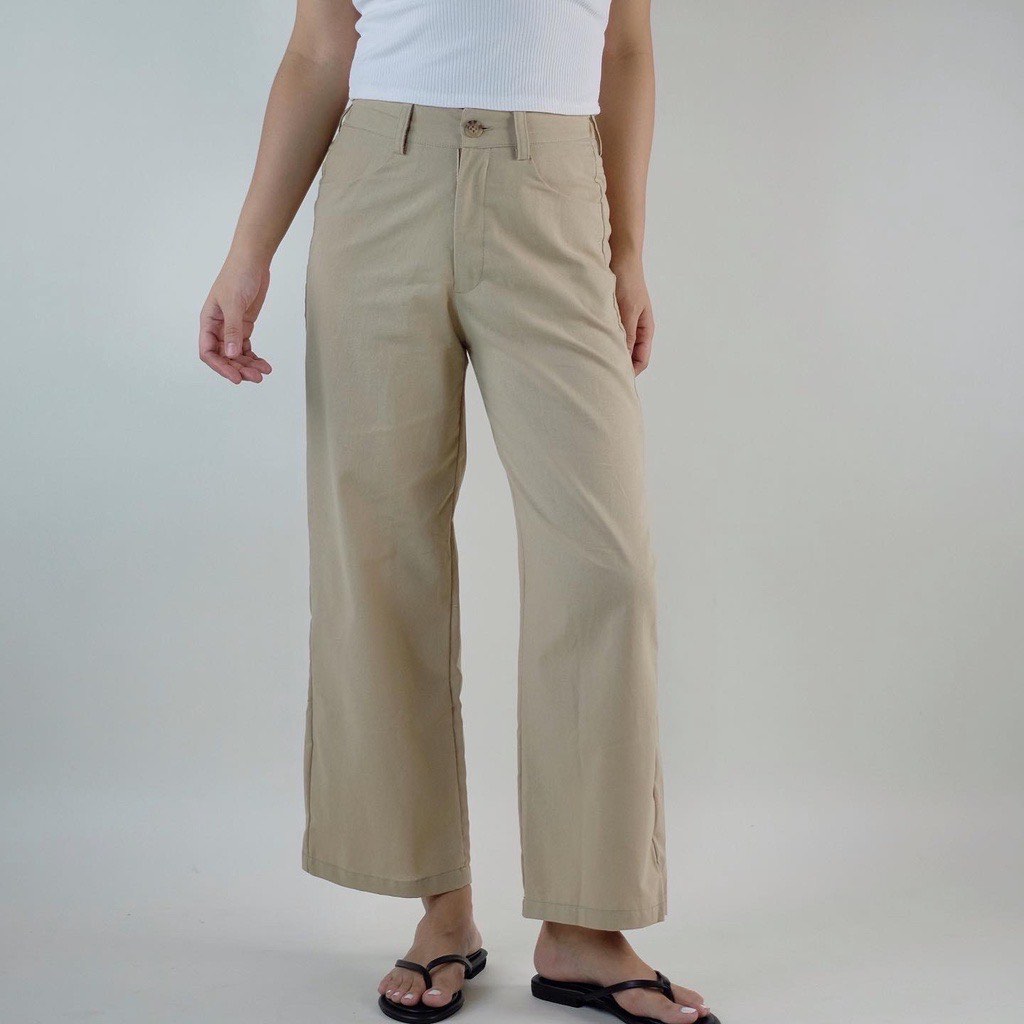 Get Low cropped wide pants in Bone, Women's Fashion, Bottoms, Other ...