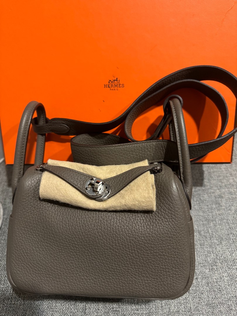 Hermes Mini Lindy Etain PHW, Luxury, Bags & Wallets on Carousell