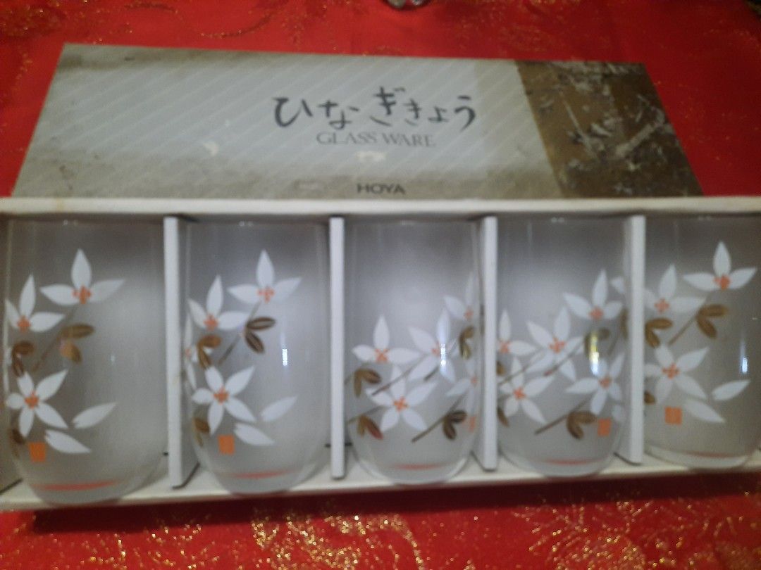Hoya drinking glass tumbler 5 pcs set 4.5x2.5"Japan, Furniture & Home ...
