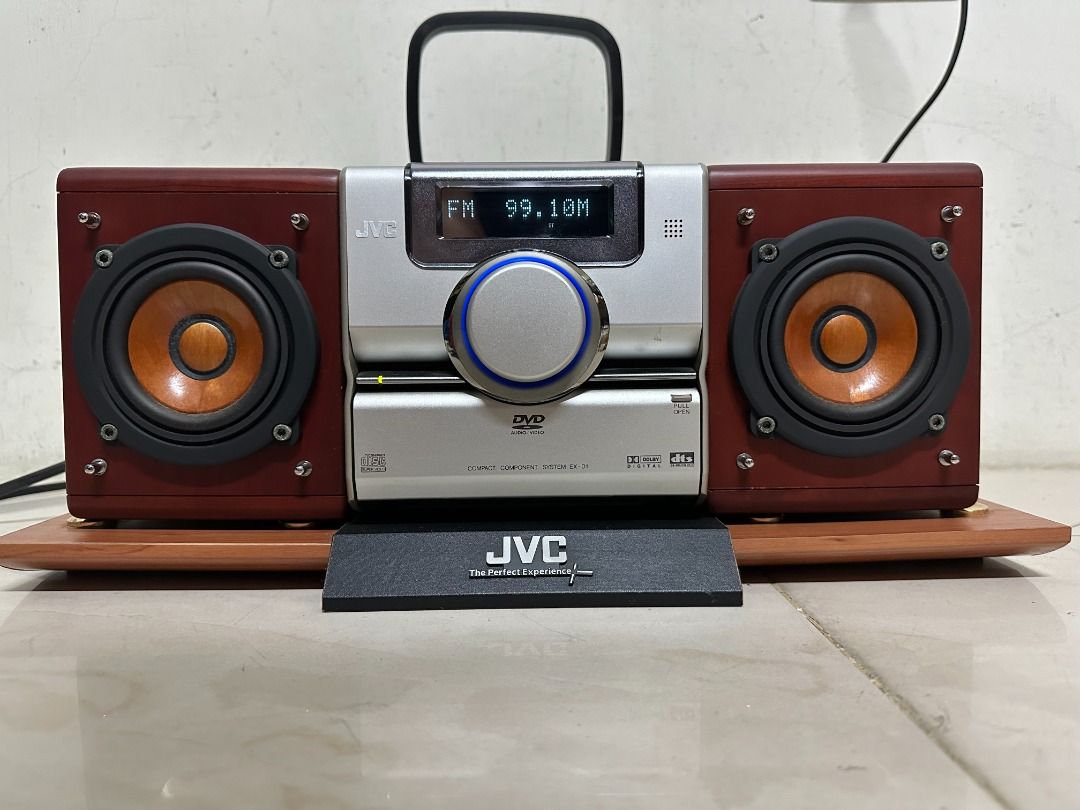 JVC EXD1 DVD CD USB 床頭音響 全機功能 全音域 木振膜核桃實木音箱 付原廠代用遙控器, 耳機及錄音音訊設備, 音樂播放裝置 MP3及CD 播放器在旋轉拍賣