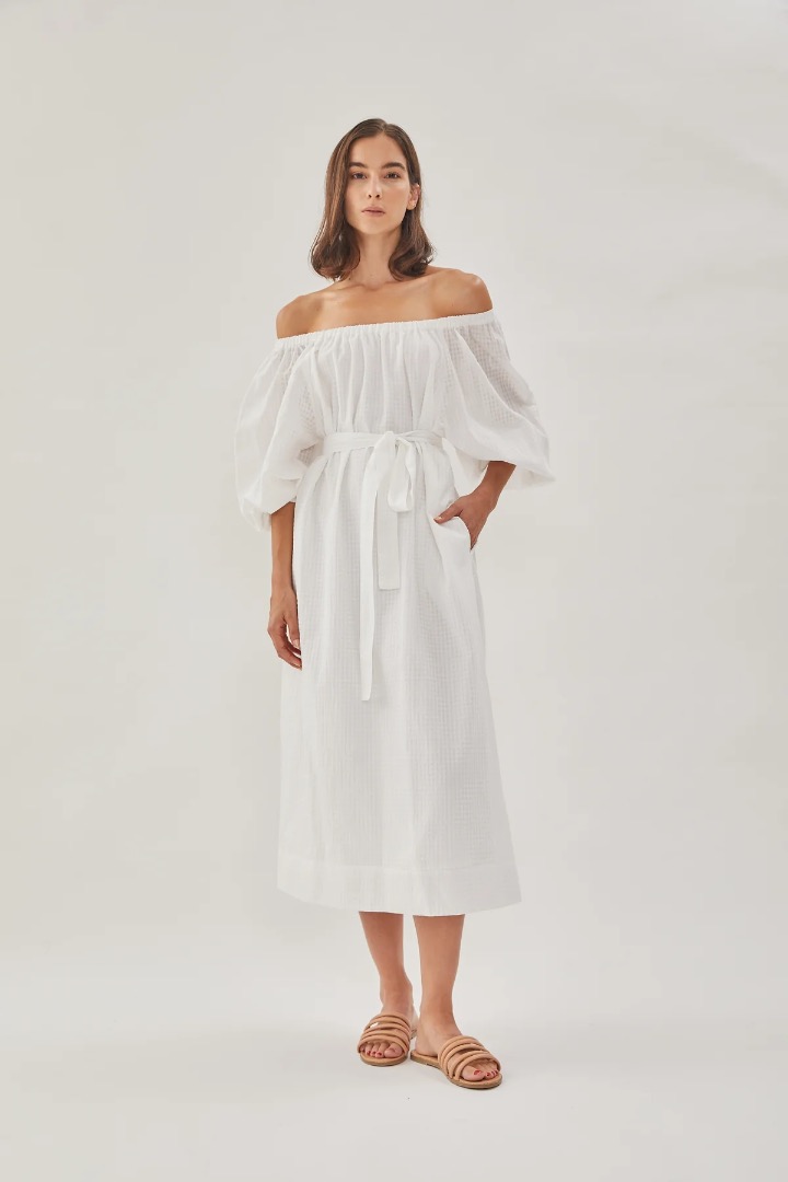 klarra gathered midi dress, Women's Fashion, Dresses & Sets, Dresses on ...