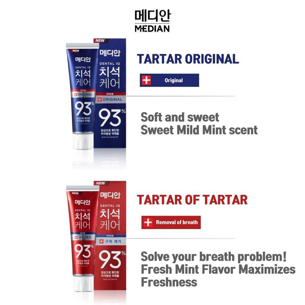 KOREA Median 93% toothpaste Whitening, Protective Antibacterial ...