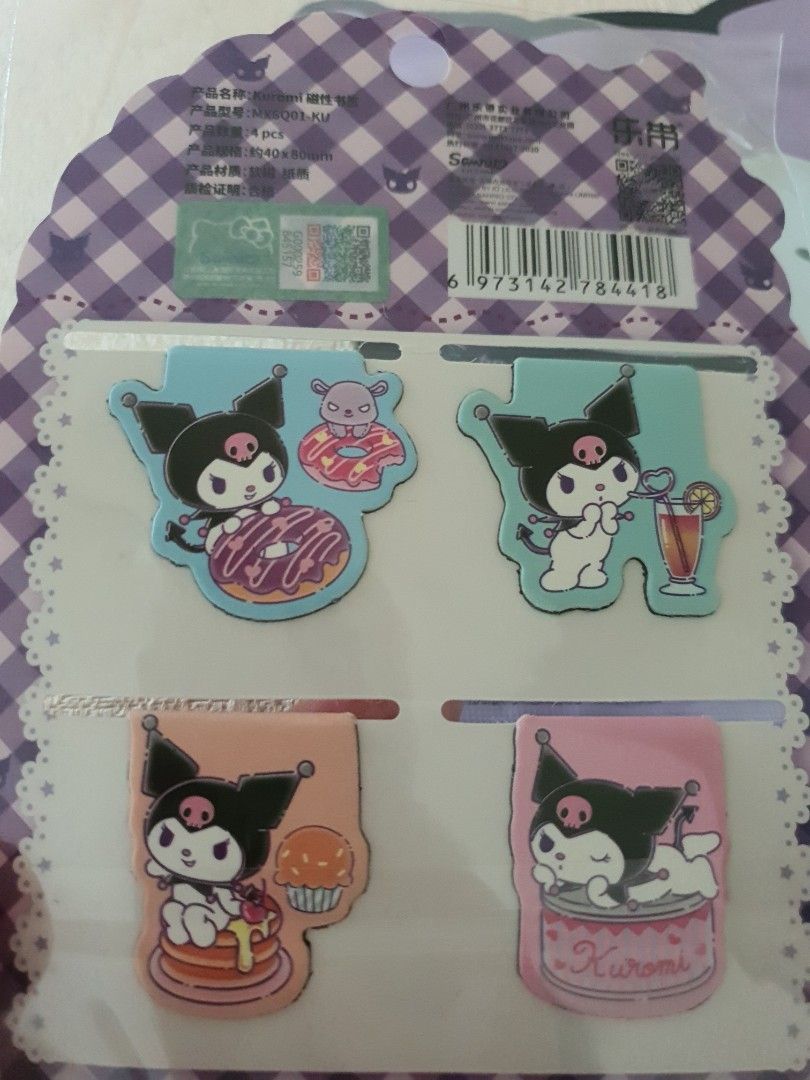 Kuromi face clarifying moisturising face mask and magnetic bookmark ...