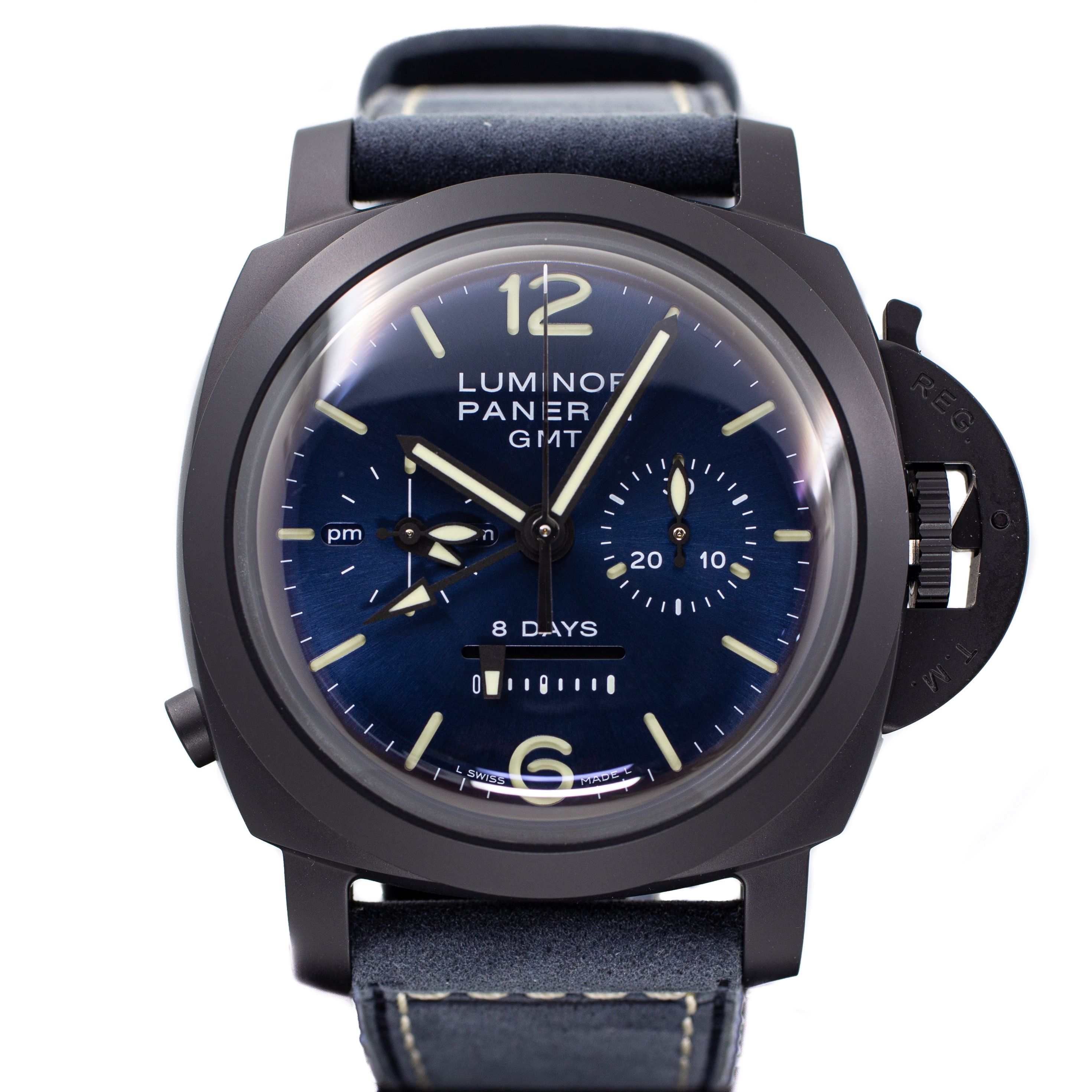 Like New Panerai Luminor 1950 Chrono Monopulsante 8 Days GMT Blu Notte ...