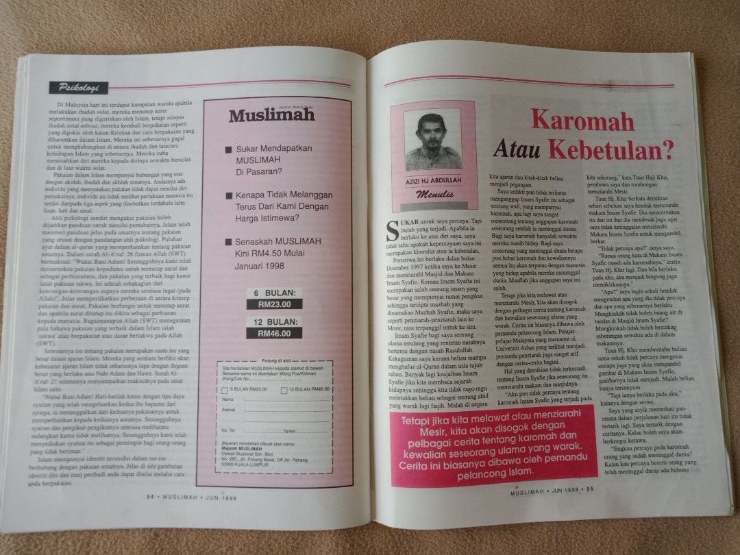Majalah Muslimah Jun 1998, Hobbies & Toys, Books & Magazines, Magazines ...