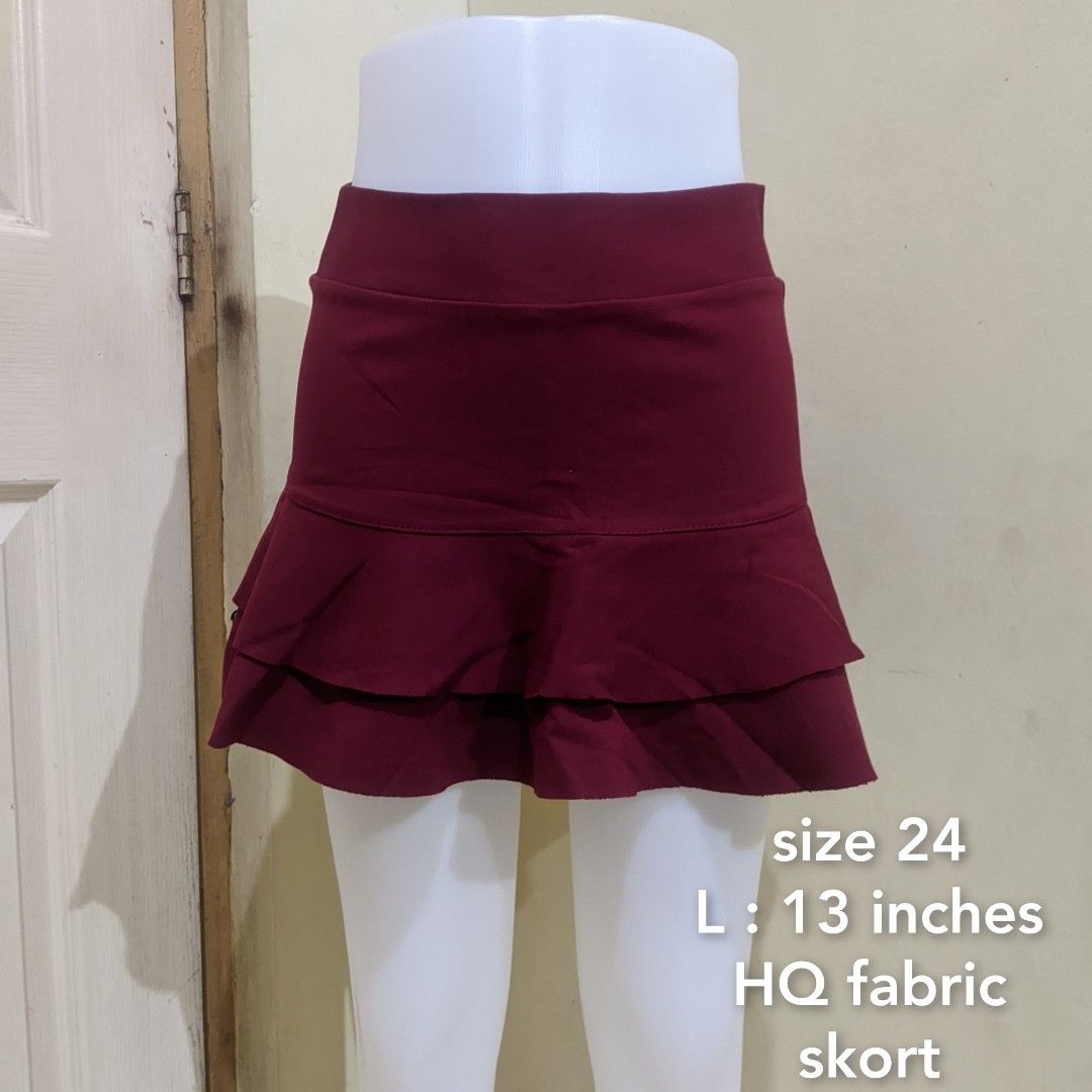 Maroon Skort, Women's Fashion, Bottoms, Skirts on Carousell