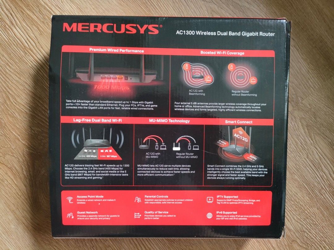 Mercusys router AC1300 wireless dual band gigabit router (used for ntu ...