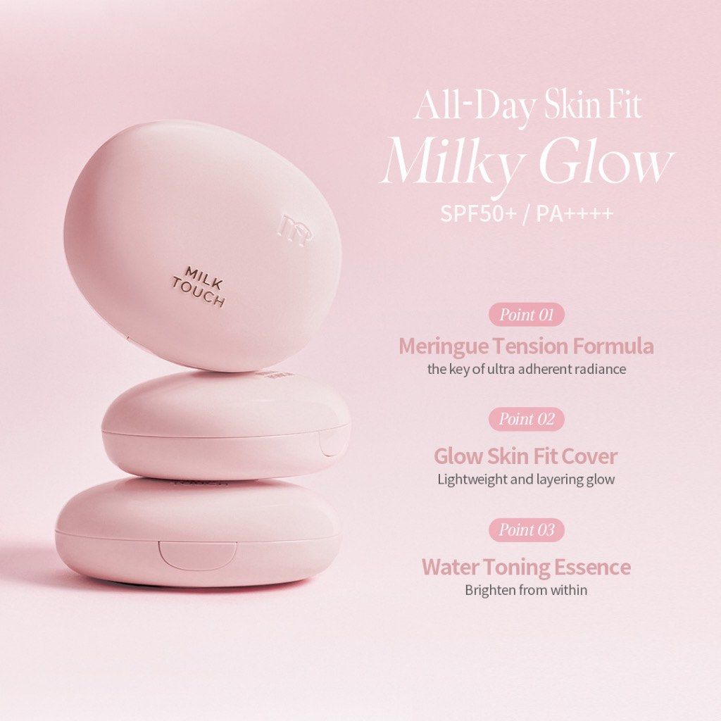 [MILK TOUCH] All-Day Skin Fit MilkyGlow Cushion with refill, Beauty ...