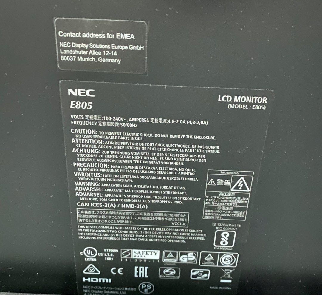 NEC - E805 LCD Monitor, Computers & Tech, Parts & Accessories, Monitor ...