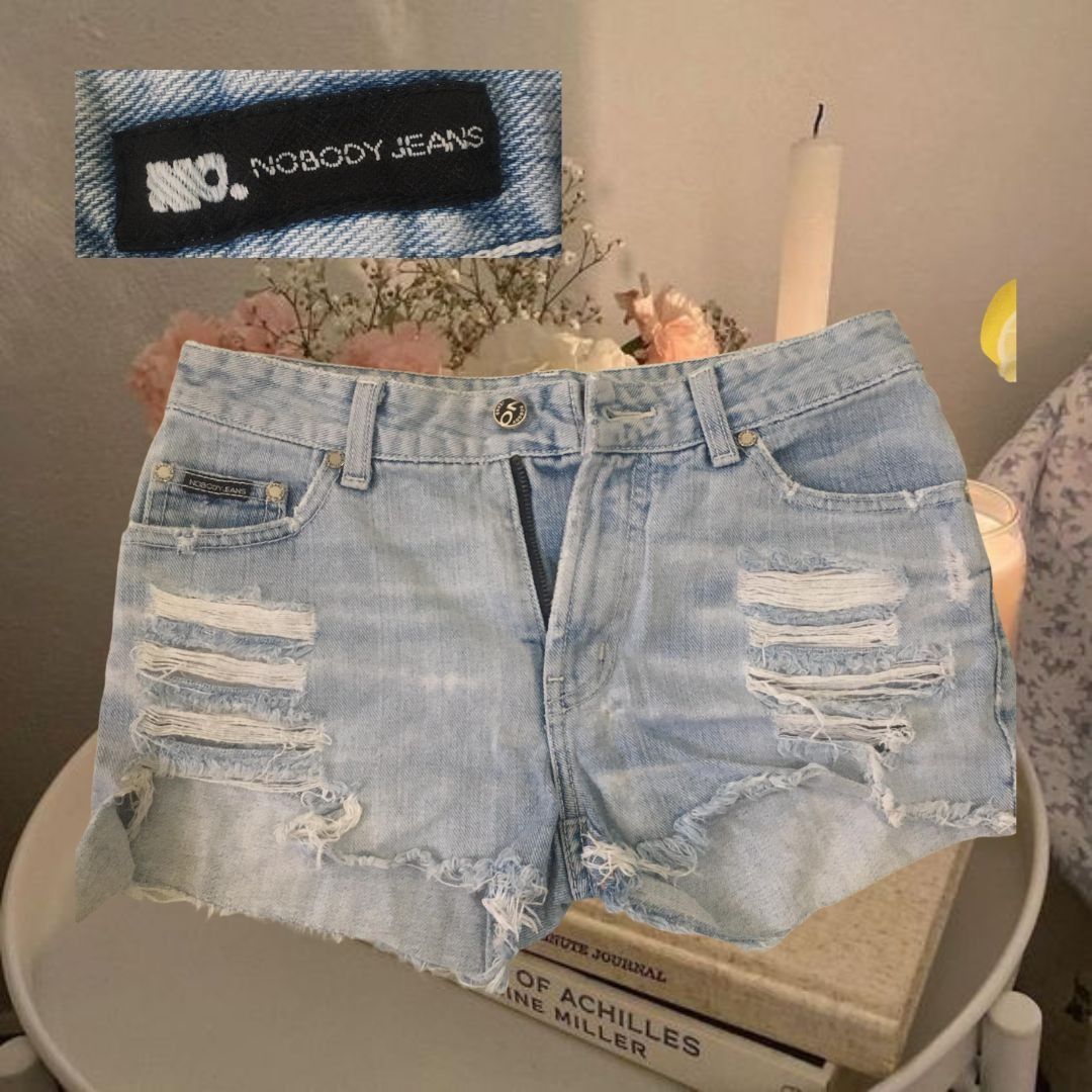 nobody jeans micro mini denim ripped shorts, Women's Fashion, Bottoms ...