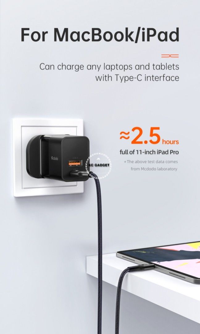 ORIGINAL MCDODO CH-1301 20W PD FAST CHARGE DUAL 2 PORT TYPE C & USB ...
