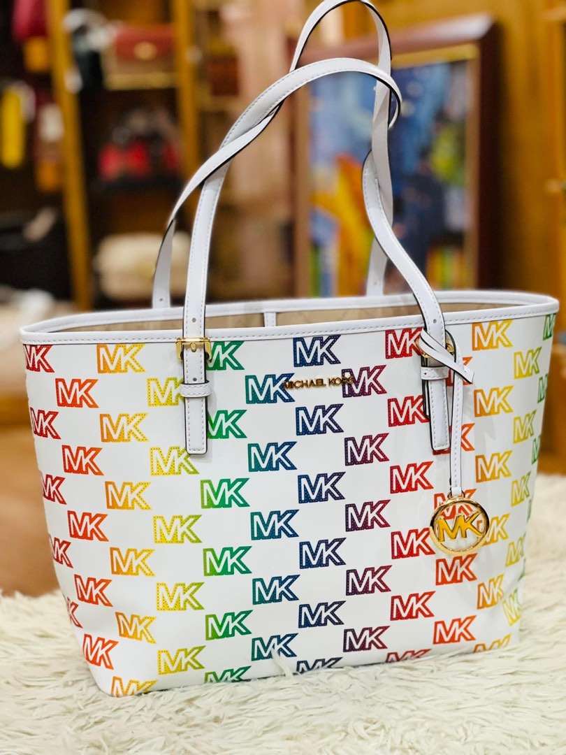 💯ORIGINAL MICHAEL KORS RAINBOW JET SET MEDIUM TOTE, Luxury, Bags & Wallets on Carousell