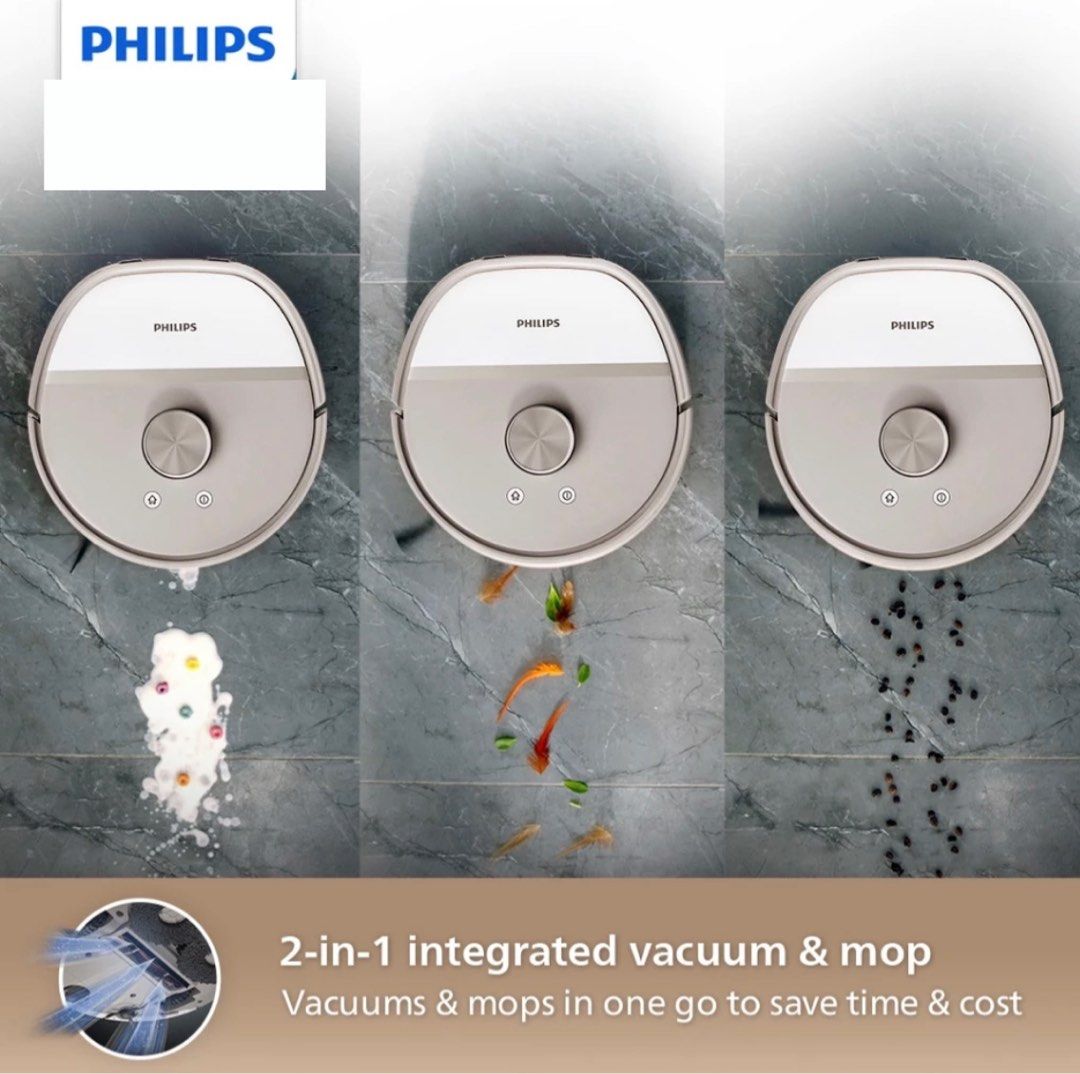 PHILIPS 2-in-1 Wet & Dry Vacuum & Mop Robot Vacuum 6000 Series - XU6500 ...