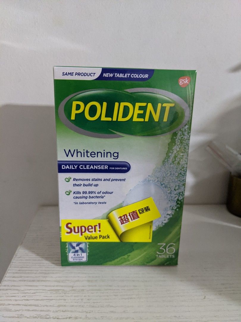 Polident 2-pack 72 tablets Whitening daily cleanser dentures, Beauty ...