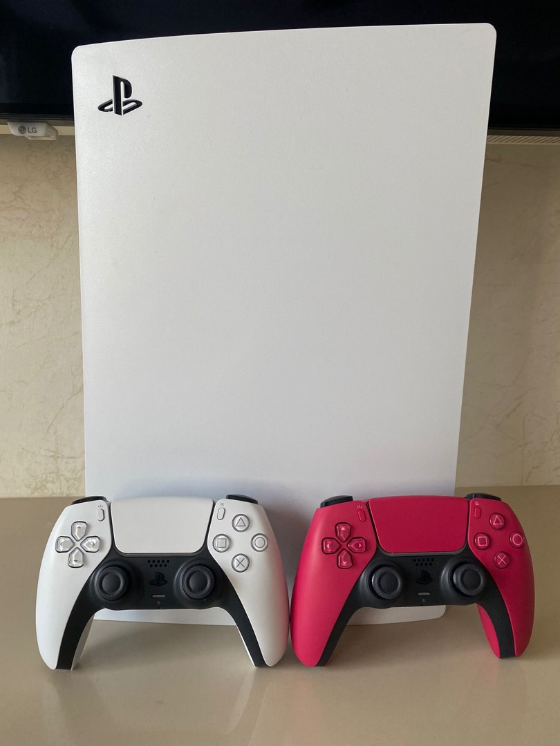 PS5 Digital console + Sony dual sense cosmic red controller, Video ...